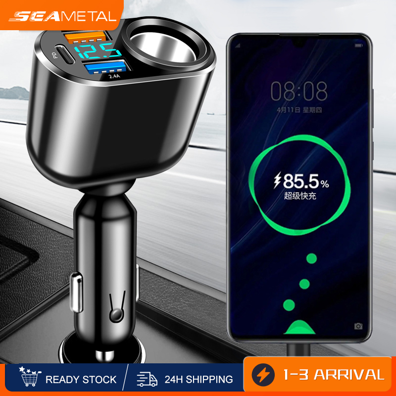 SEAMETAL USB Car Fast Charger 12V 66W QC 3.0 Cigarette Lighter Socket ...