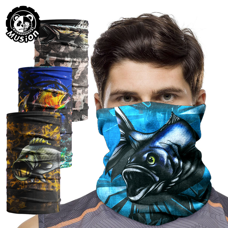 Musion Sun Protection Fish Print Scarf Topeng Muka Haiwan Lucky Fishing ...
