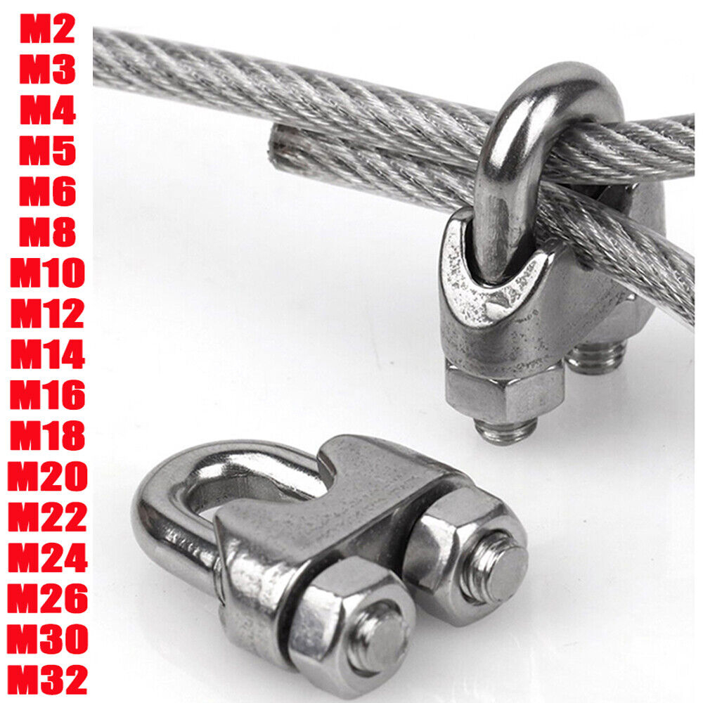 M2 to M32 Wire Rope Clasp U Heavy-duty Stuck Head 304 Stainless Steel ...