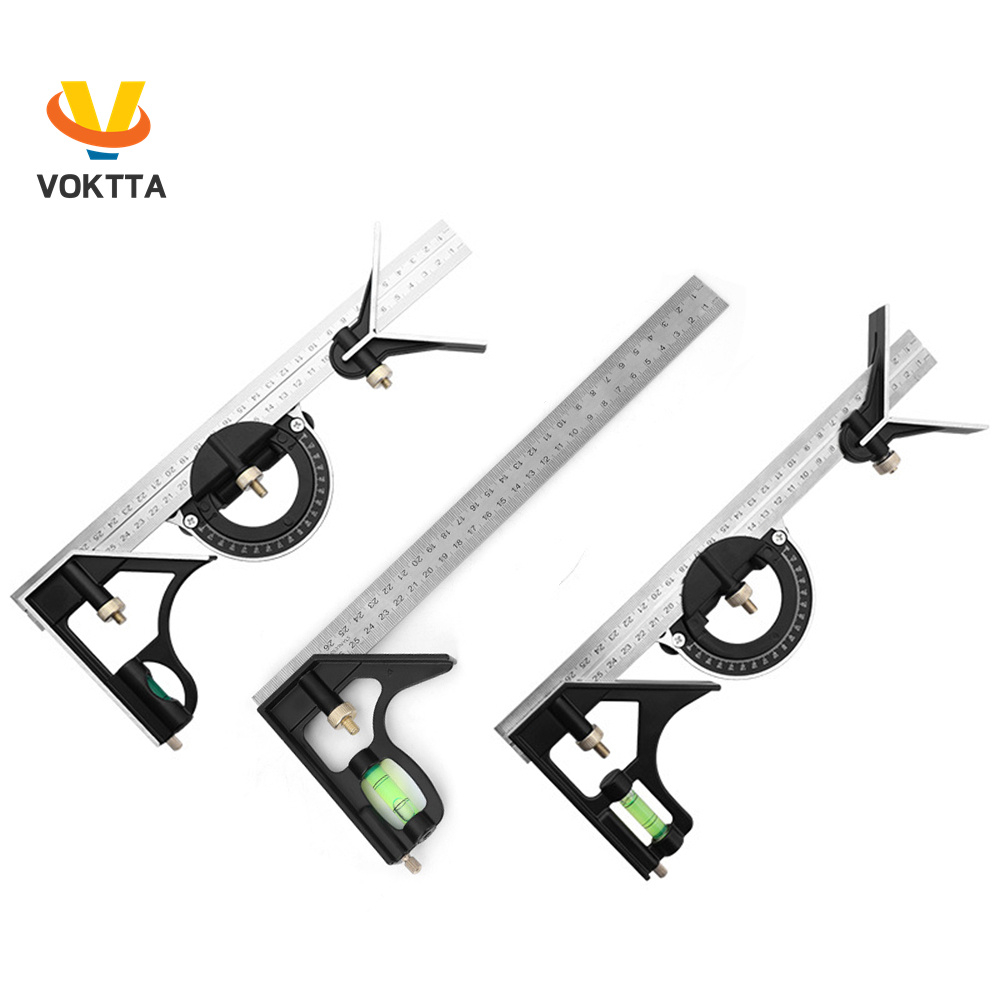 VOKTTA 3 In 1 Square Angle Ruler Set Engineer Adjustable Combination ...