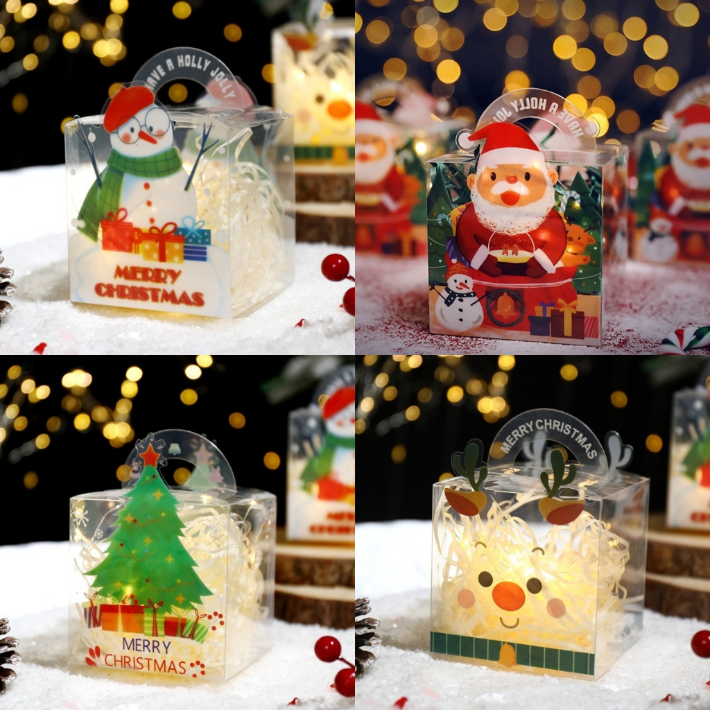 4pcs Merry Christmas Transparent Candy Boxes Portable Gift Box for Kids ...
