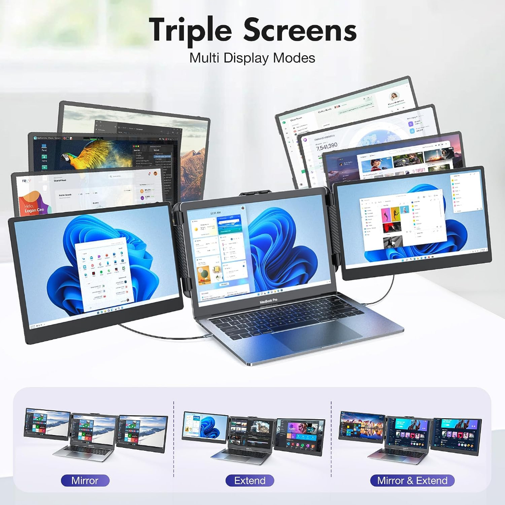 OFIYAA S2 14 inch Triple Laptop Screen Expander Full HD 1080P IPS Dual ...