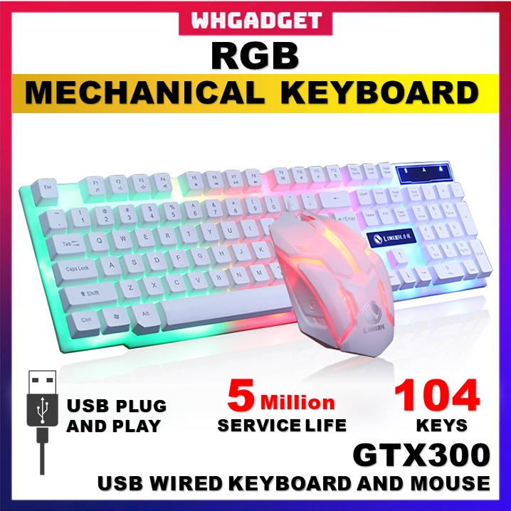 GTX300 Set Gaming Keyboard And Mouse Office Computer RGB Light ...