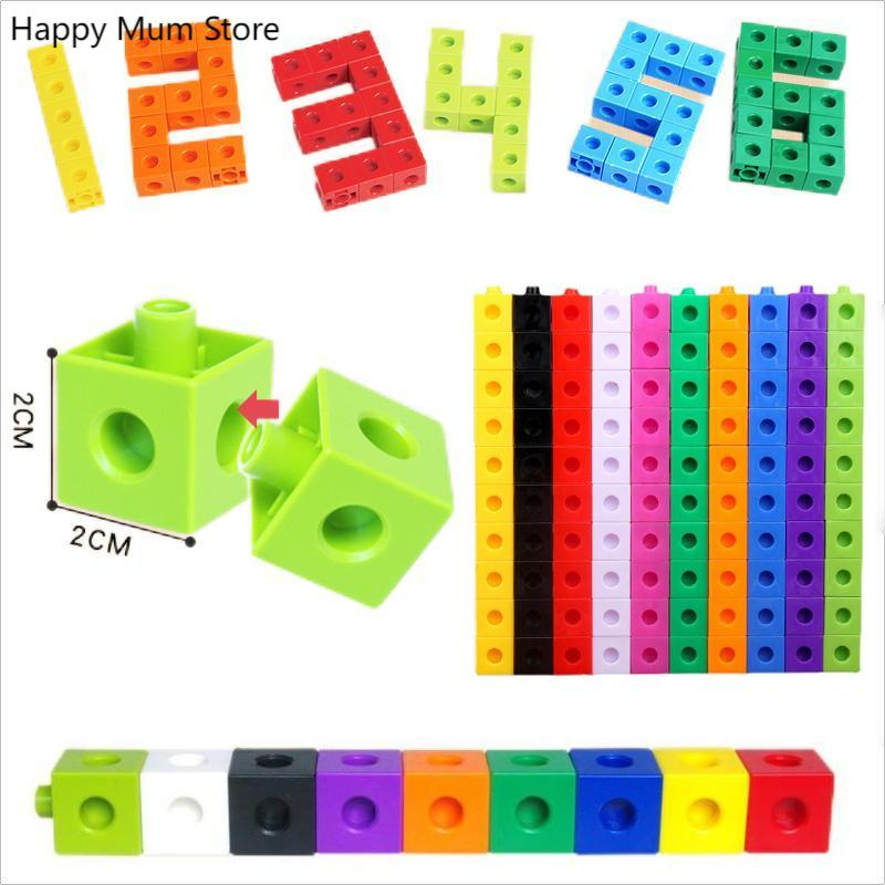 10 Colors 100 Pieces Math Cubes Geometric Baby Coung Cubes CV Pressure ...