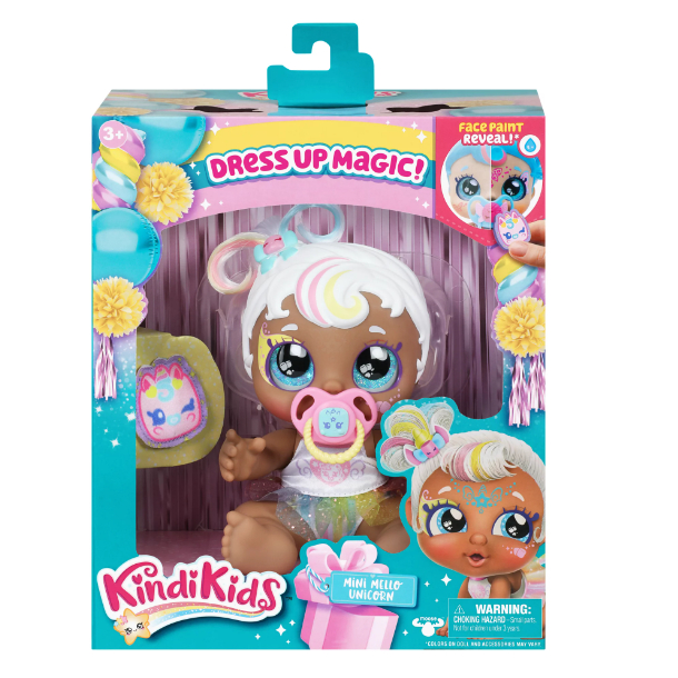 Kindi Kids Magic Baby Sister Doll Mini Mello Unicorn with Face Paint ...