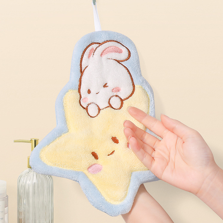 cartoon cute star rabbit hand wipes Household coral velvet absorbent ...