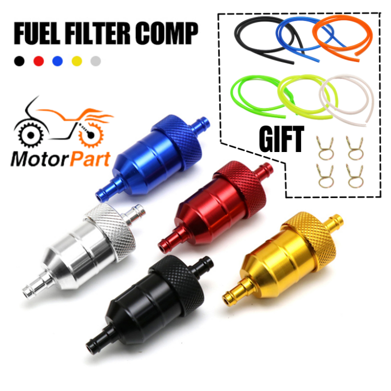 MOTOPARTS SHOP 8mm Petrol Fuel Filter Cleaner CNC Aluminium Oil Filter ...