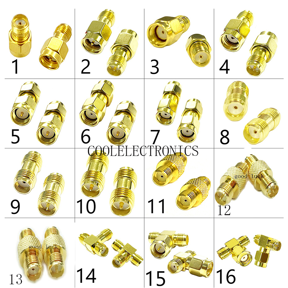 2pcs SMA Male / Female RP-SMA Male / Female RF Coax Adapter Connector ...