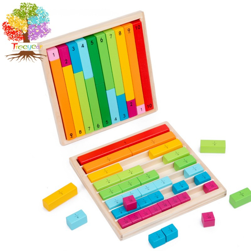 Montessori Math Fraction Tiles Manipulatives for Preschool Elementary ...
