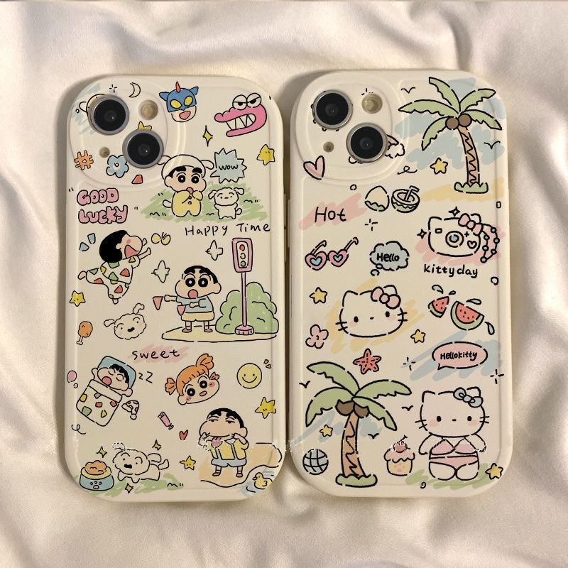 Crayon Shin-chan casing Iphone 11 12 13 Hello Kitty 14 15 16 Pro Max ...
