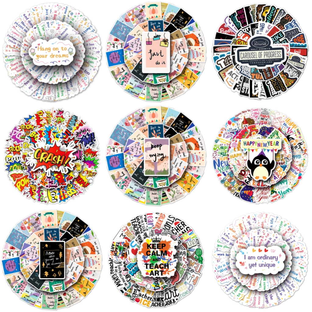100 Piece Funny English Slogan Letter Stickers Waterproof DIY For ...