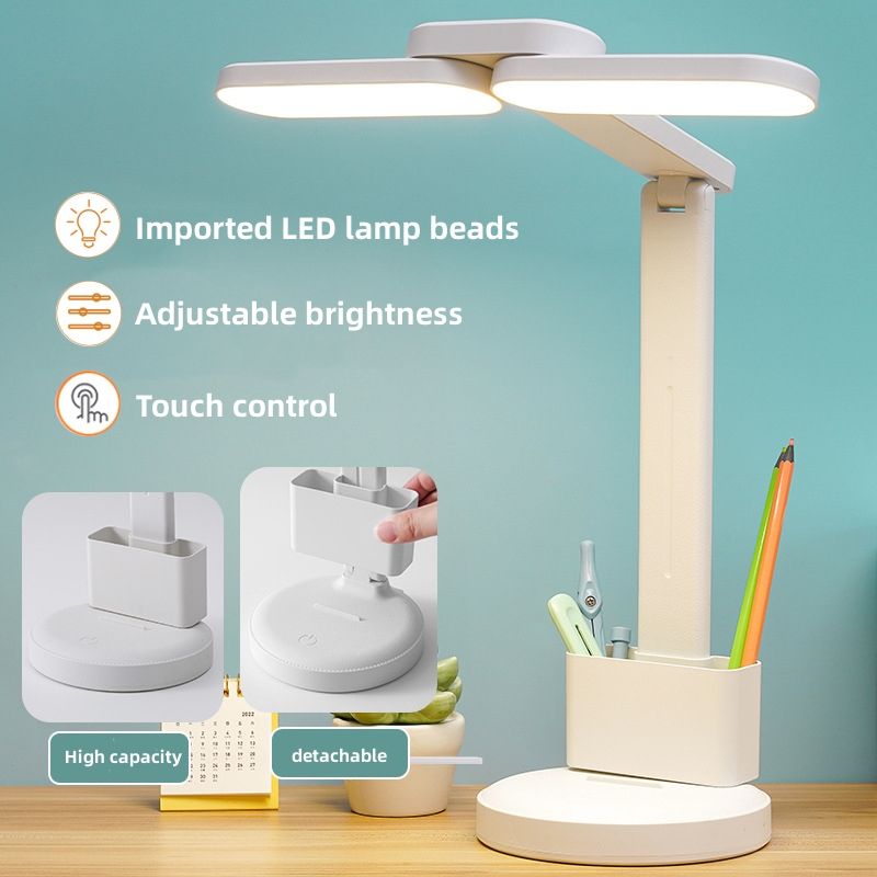 Led Table Lamp Eye Protection Touch Dimmable LED Table Lamp Dormitory ...