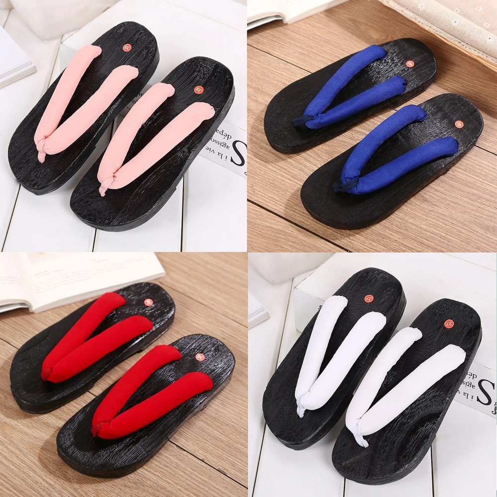 Japanese Style Flip-Flops Red Blue Pink White Platform Slippers Suit ...