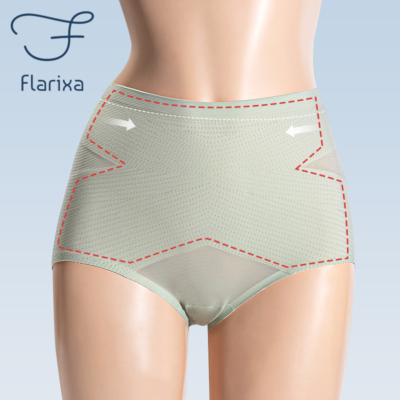 Flarixa Ice Silk Seamless Underpants For Women Briefs Underwear High