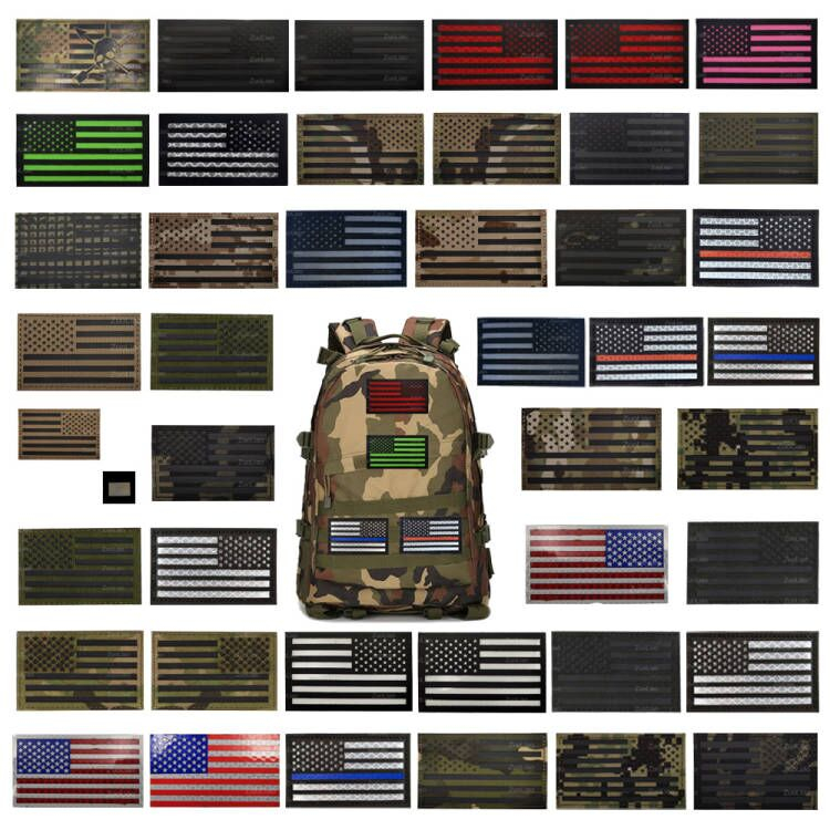 Velcro Patch 9X5CM Reflective Patch Star Stripe National Flag Laser Cutting Reflective Luminous ...