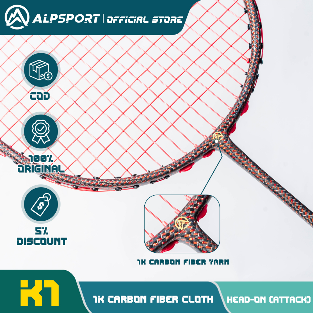 ALPSPORT 1K Super Carbon Professional Badminton Racket Ultra Offensive ...