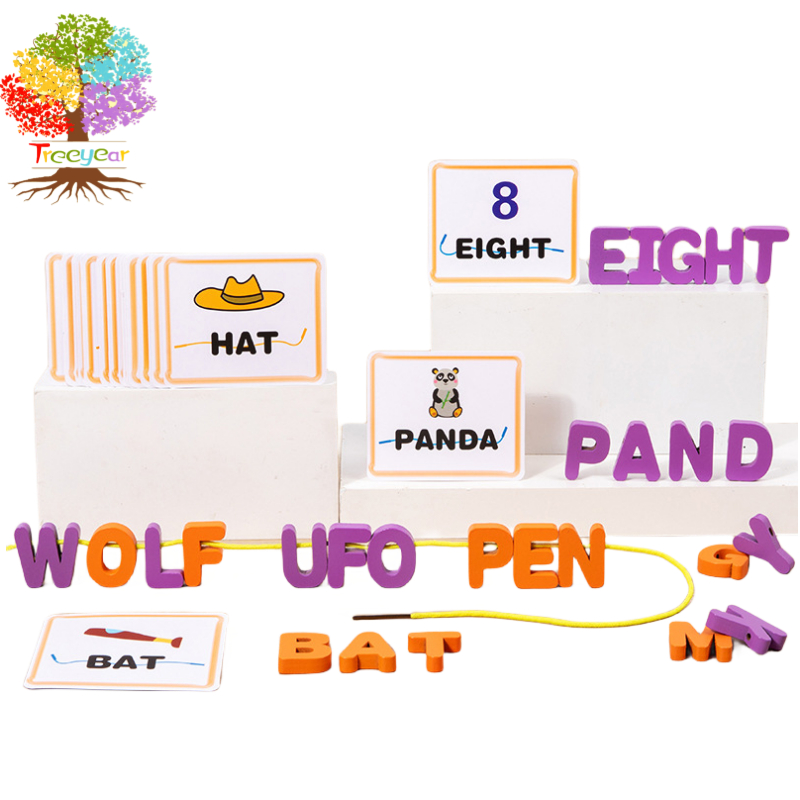 Wooden Lacing Beads, Alphabet Stringing Beads Large Lacing Bead Animals ...