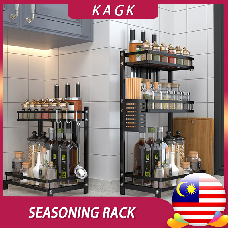 KAGK Spice Rack Rak Rempah Ratus Dapur Seasoning Storage Rack Condiment ...