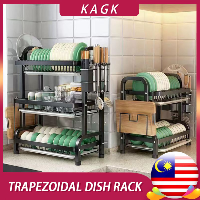 【Ready Stock】KAGK Stainless Steel Rak Pinggan Rak Pinggan Mangkuk Dish ...