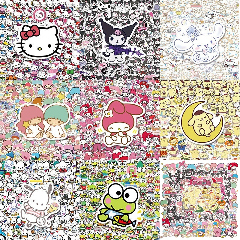 50pcs New Sanrio Stickers Hello Kitty Stickers Kuromi My Melody Cute
