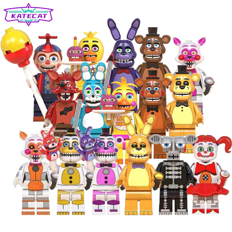 FNAF Building Blocks Toy Funtim Freddy Foxy Bonnie Chica Game Mini ...