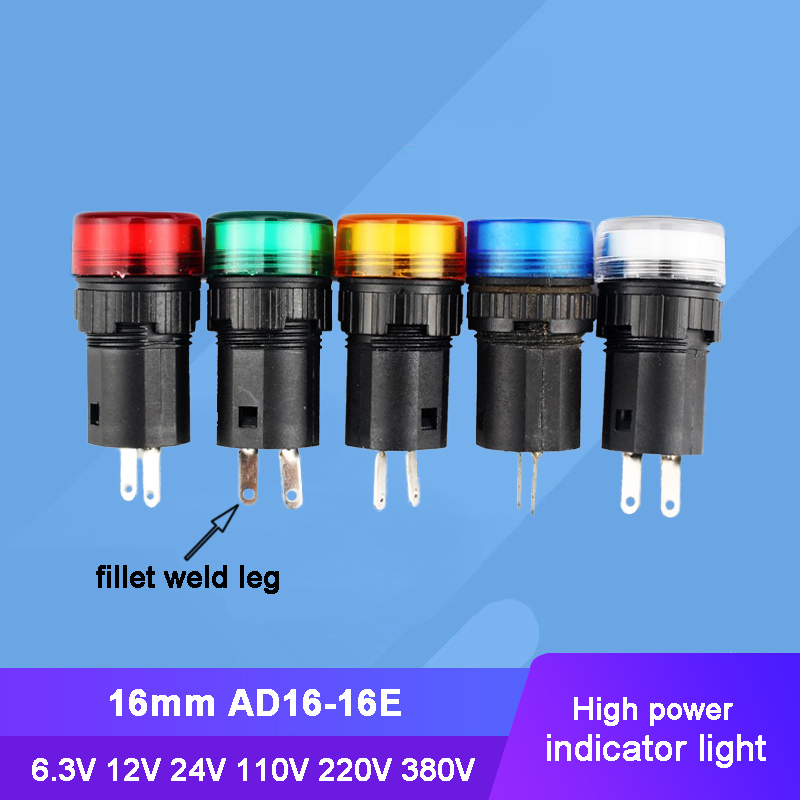 2pcs 16mm AD16-16E 6.3V 12V 24V 36V 48V 110V 220V 380V Indicator light ...