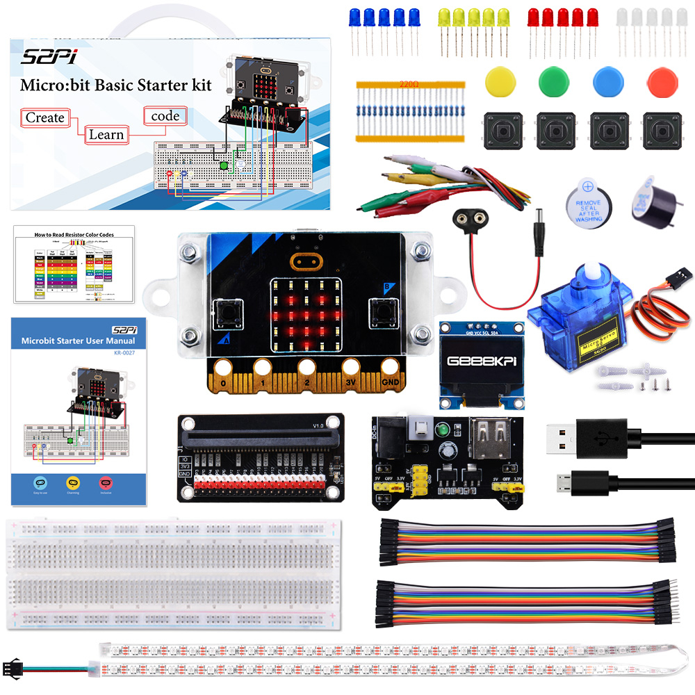 52Pi MicroBit Basic Starter Kit, MicroBit development board, acrylic case, MicroBit GPIO ...
