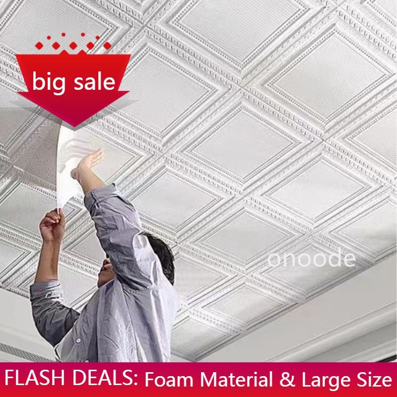 Foam 3D Wall Paper Dinding Adhesive Wall Stickers PE Waterproof Panner ...