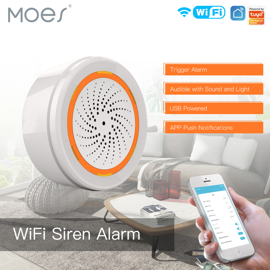 MOES Tuya WiFi Smart Siren Sound Light Alarm Sensor Smart Life Siren ...