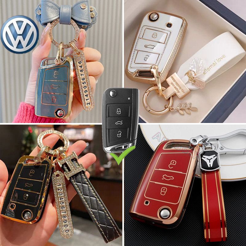 Volkswagen Chrome TPU Car Key Cover VW Tiguan Golf 7 MK7 Tiguan MK2 ...