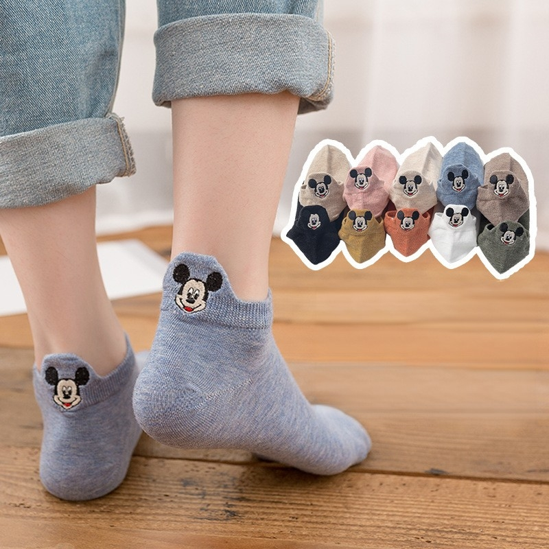 New cotton heel embroidered boat socks Japanese short-barreled female ...
