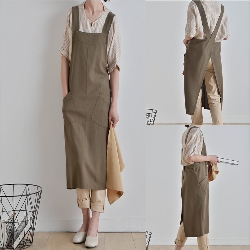 Apron cotton and linen apron, fashionable and simple linen apron for ...