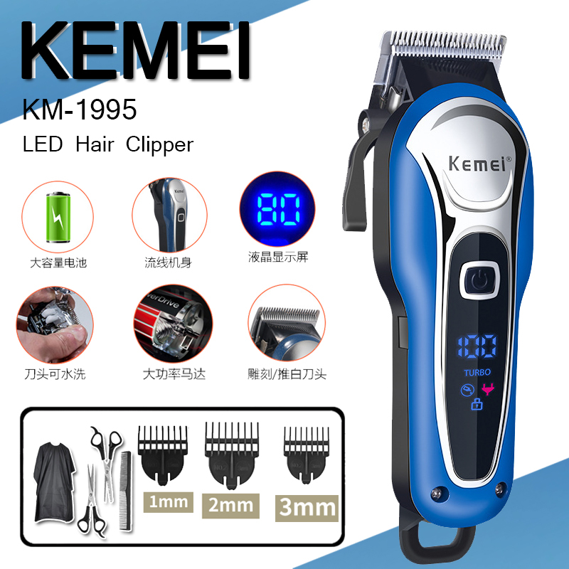 Kemei Hair Clipper Professional LCD Monitor Hair Trimmer Men Beard ...