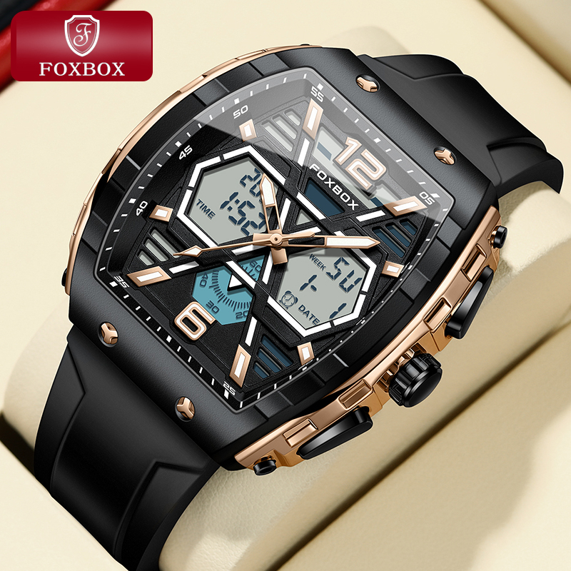 FOXBOX Jam Tangan Fashion Men Watch Dual Display Multifunction LED ...