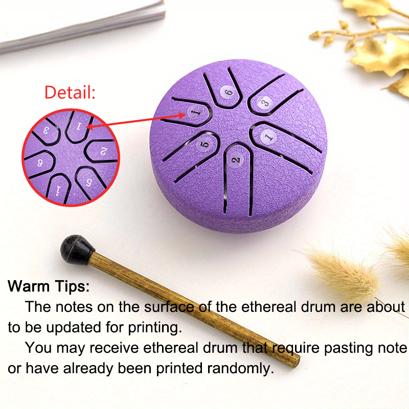 Ethereal DrumSteel Tongue Drum 3 Inch 6 Notes, Mini Hand Drums Tank ...