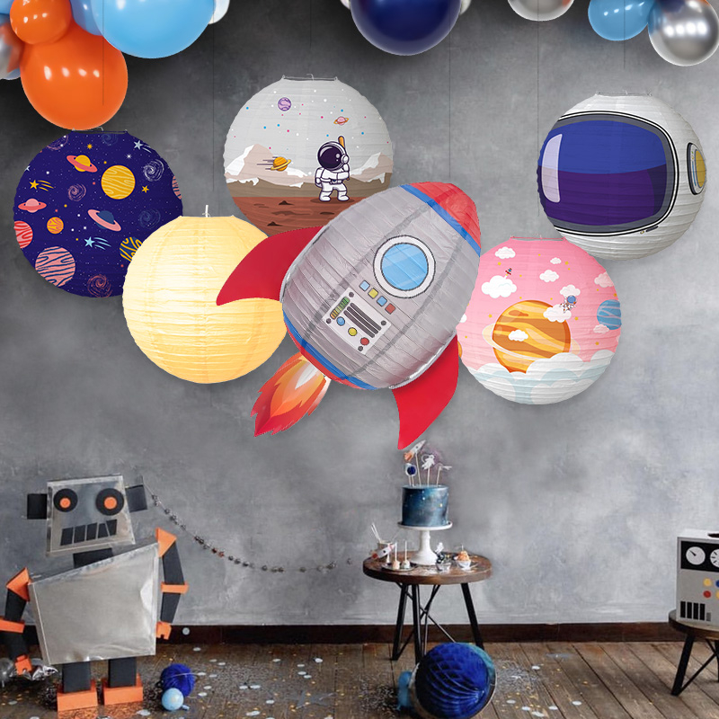 Space Astronaut Rocket Paper Lantern DIY Hanging Ornaments Party Home ...