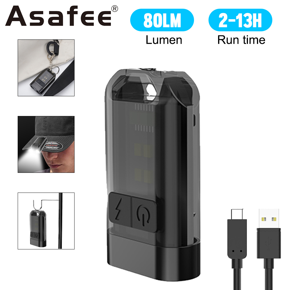 Asafee AS4 Mini 6*LED Keychain Flashlight 80LM IPX4 Waterproof EDC Lamp ...