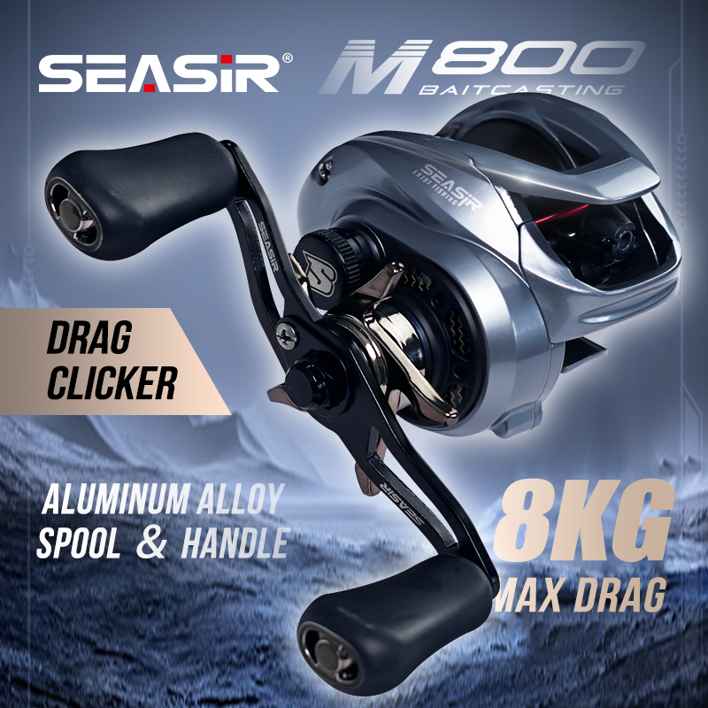 SEASIR M800 Baitcasting Fishing Reel Brass Gears 8KG Max Drag 7.1:1 High Speed Gear Ratio Fresh ...