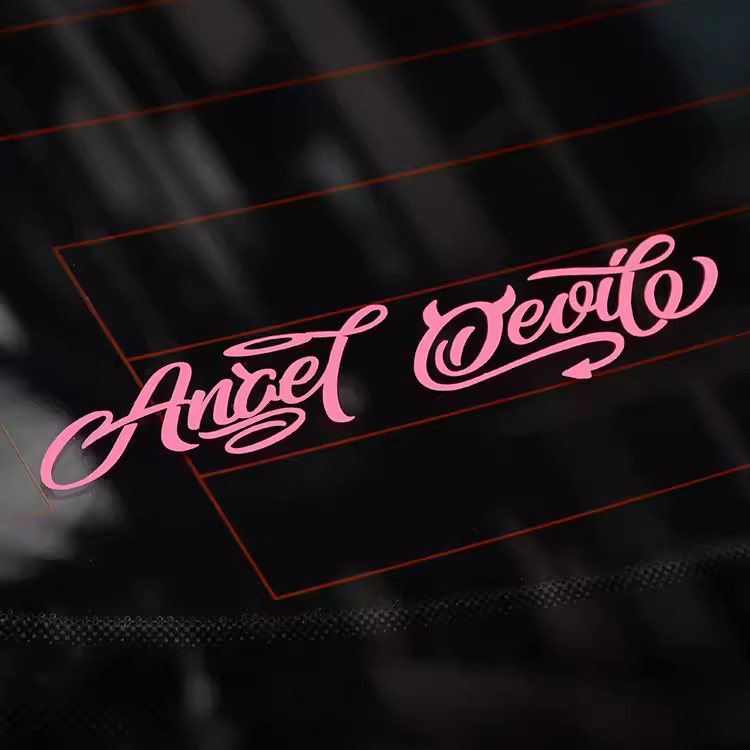 [P-A747] Angel Demon English Letters Car Stickers Body Block Scratches ...