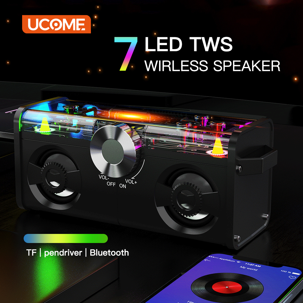 A18 RGB LED Bluetooth Speaker TWS True Wireless Stereo Bluetooth 5.3 ...