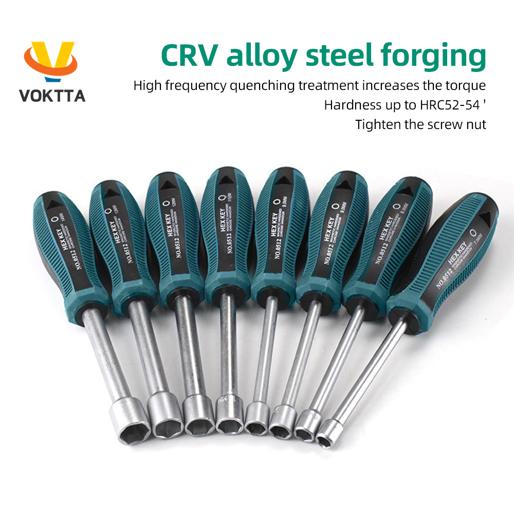 VOKTTA 6/7/8/9/10/11/12/13mm CRV Metal Socket Driver Wrench Screwdriver Hex Nut Key Nutdriver ...