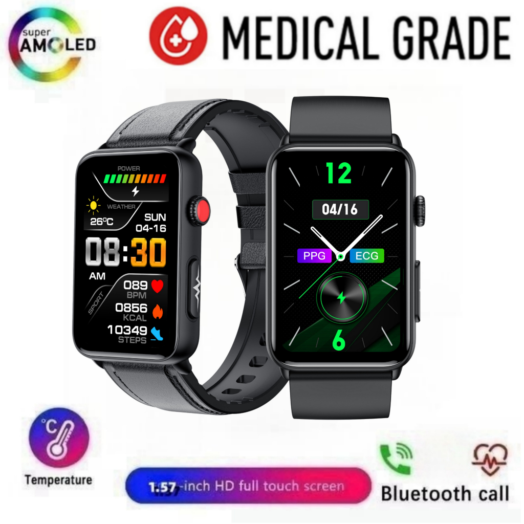 ET620 New Men's ECG+PPG Smart Watch Blood Sugar, Heart Rate, Blood Pressure Health Detection ...