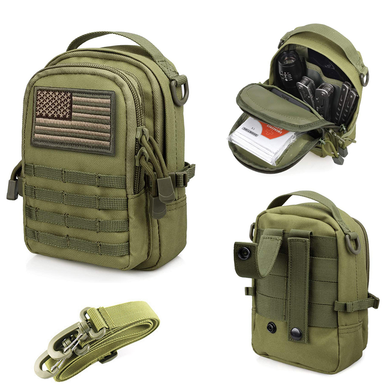 Outdoor EDC Pouch Bag Universal Zipper Molle Hip Waist Bag Pocket ...