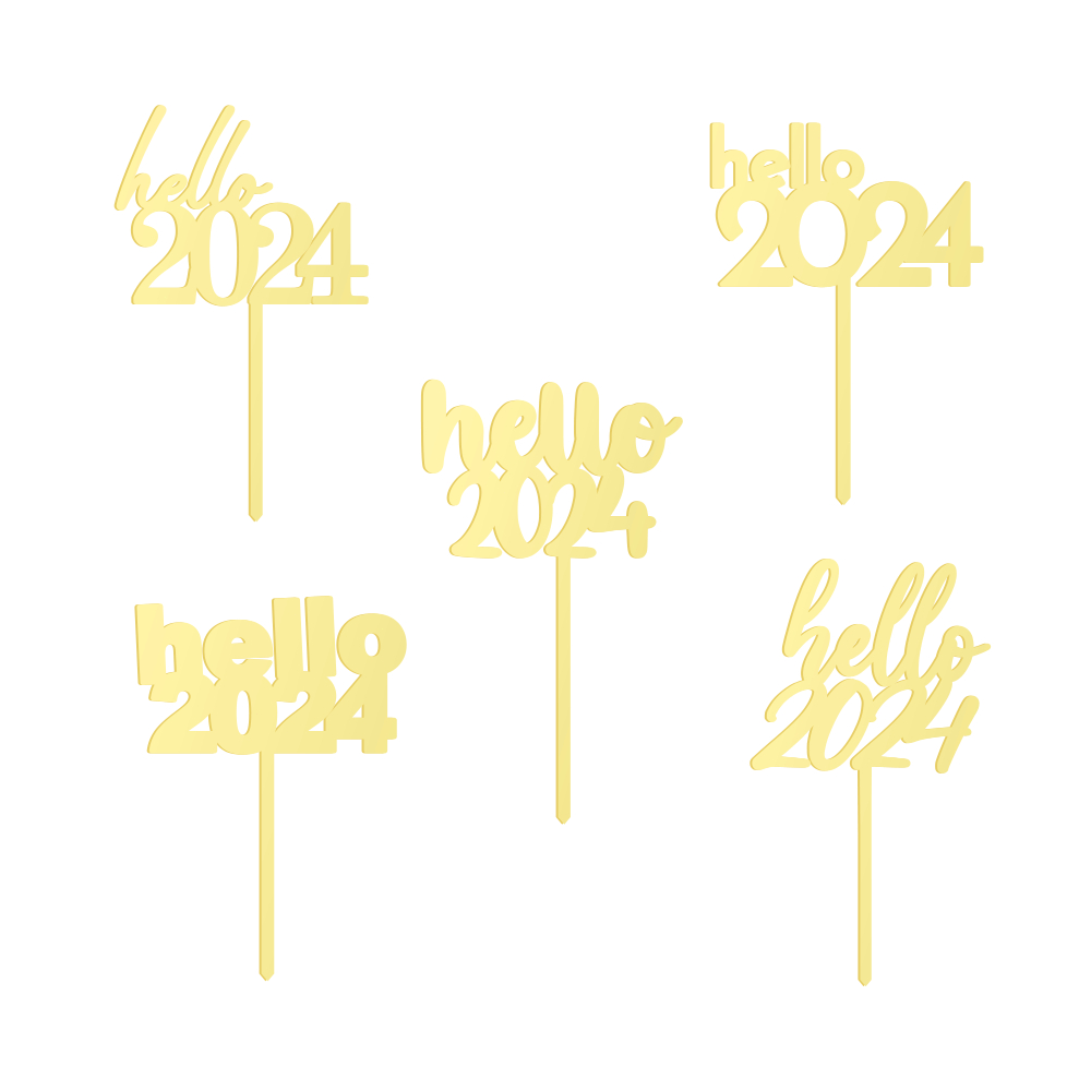 Hello 2024 Acrylic Cake Topper Cake Decoration New Year cake topper ...