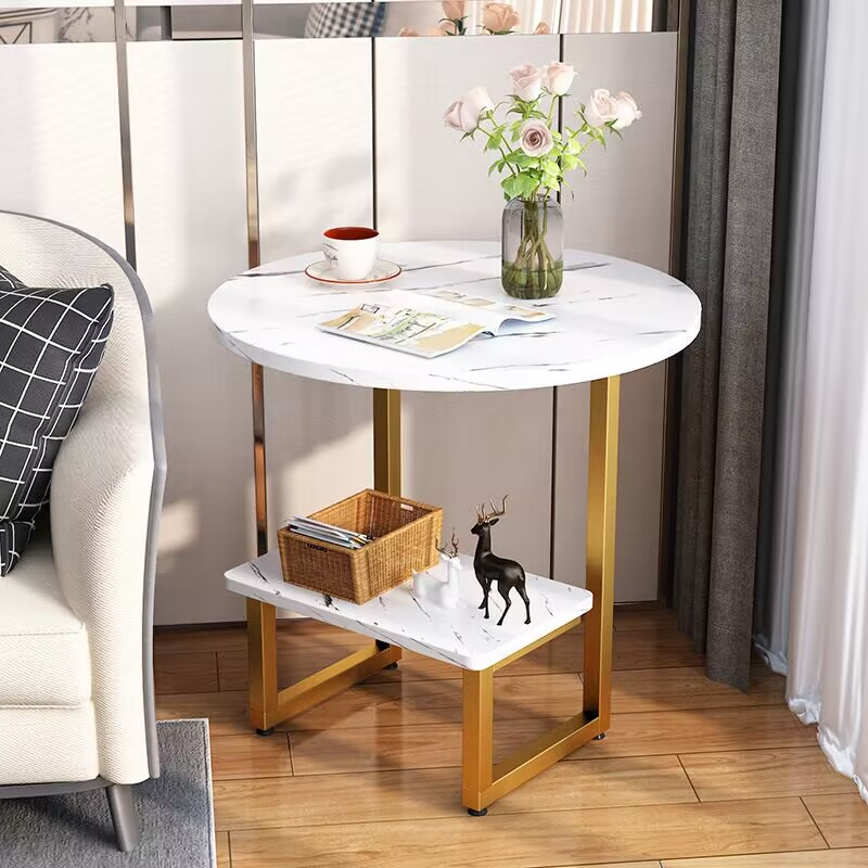 Corner Sofa Small Round Table Coffee Table Side Table Double storage ...