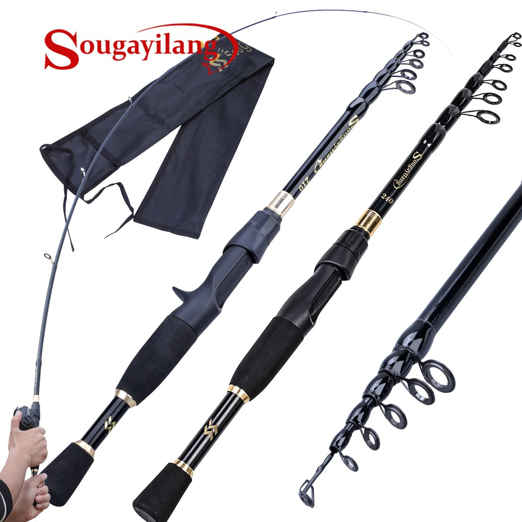 Sougayilang Telescopic Fishing Rod 1.8m/2.4m Ultralight Weight Carbon ...