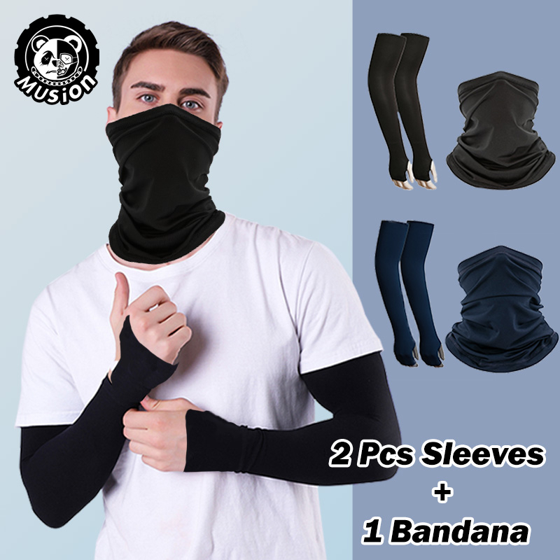 Musion Sun Protection Motorcycle Kit 2 Pack Arm Sleeve and Buff Bandana ...