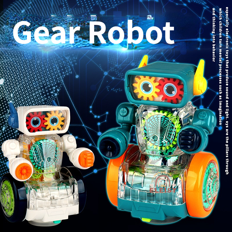 Electric Robot Toy Transparent Gear Obstacle Avoidance Walking with ...