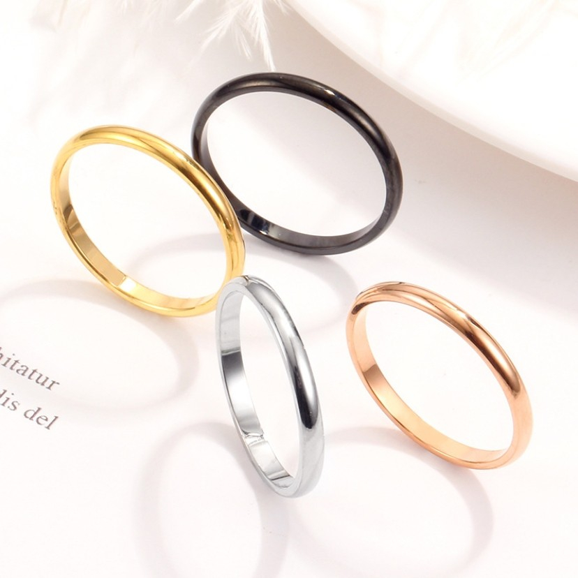 Ht Simple Plain Ring Titanium Steel Non-Fading Inner Outer Spherical ...