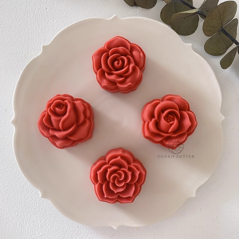 4Pcs/Set 30g 50g Mid-Autumn Mooncake Press Mold Chinese Rose Flower ...